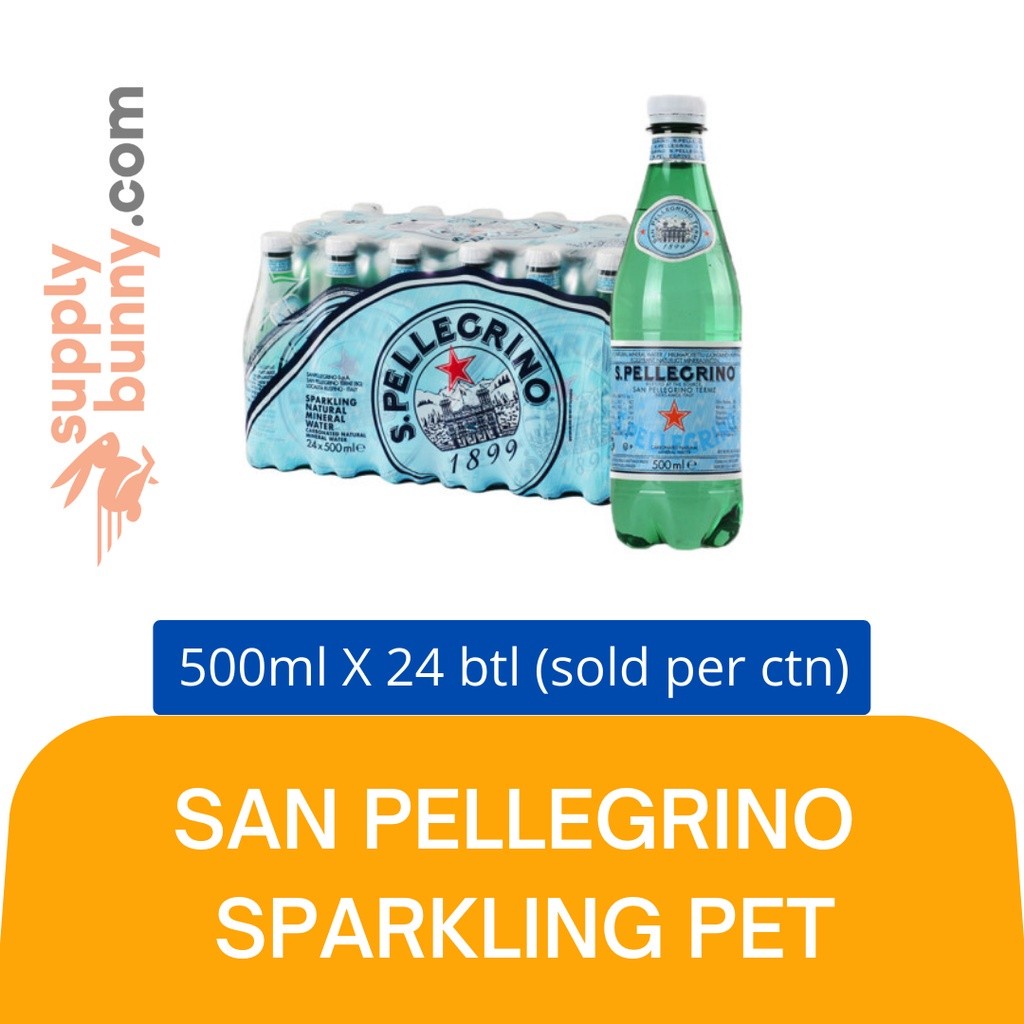 San Pellegrino Sparkling Natural Mineral Water Plastic [500ml per bottle x 24 bottles] (Sold per ...