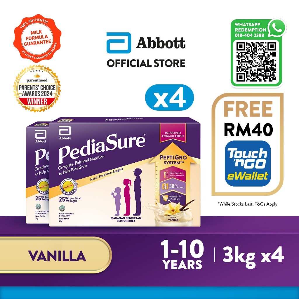 (WA Redemption)Pediasure Peptigro Child Nutrition Supplement - Vanilla BIB (3kg x 4) [Free RM40 ...