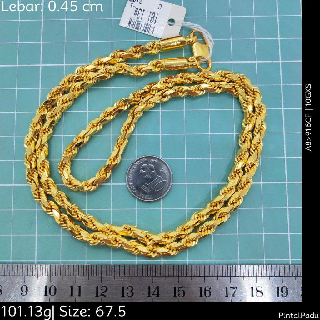 Emas916, R. Leher Pintal Padu 0.4 cm Pd 8692 P521 67.5 | Shopee Malaysia