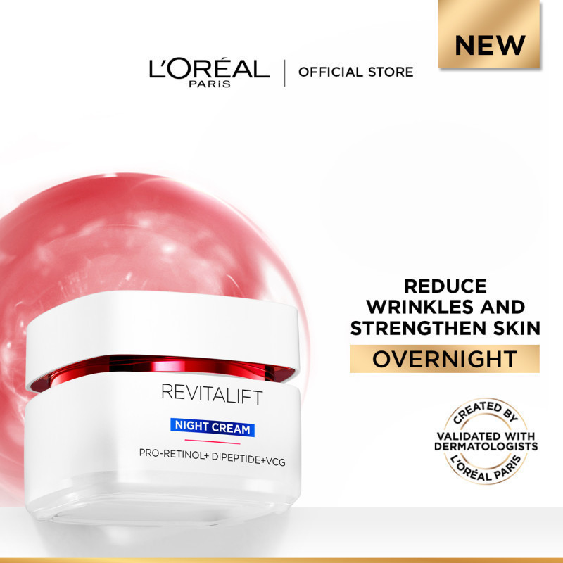L'Oréal Paris Revitalift Advanced Anti-Wrinkle Firming Night Cream to Fade Wrinkles & Firm Skin ...