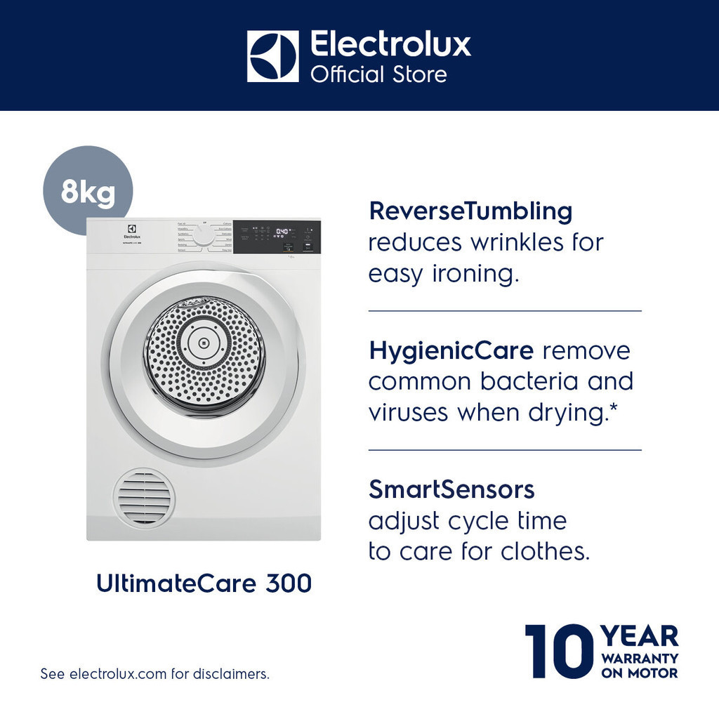 Electrolux 8.0kg Venting Dryer - UltimateCare 300 EDV804H3WC | Shopee ...
