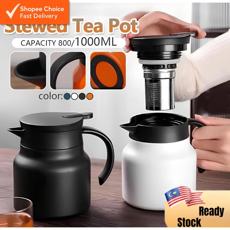 316 Stainless Steel Thermal Teapot - Insulated Coffee Kettle (1000ML ...