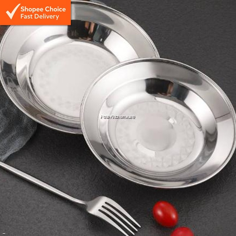 [Shopee Choice] 22CM High Quality Stainless Steel Rice Serving Plate ...