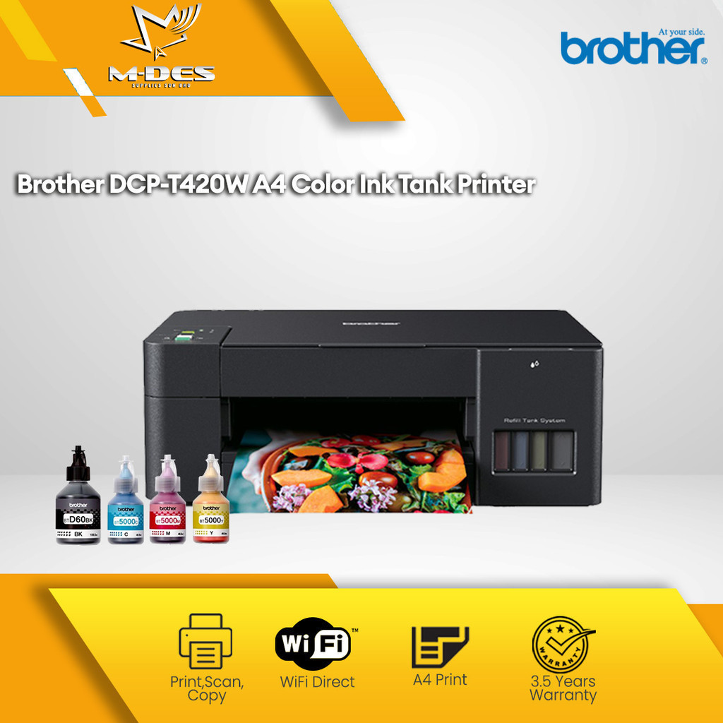 Brother Printer Inkjet DCP-T420W Multifunction A4 Refill Ink Tank BTD60 ...