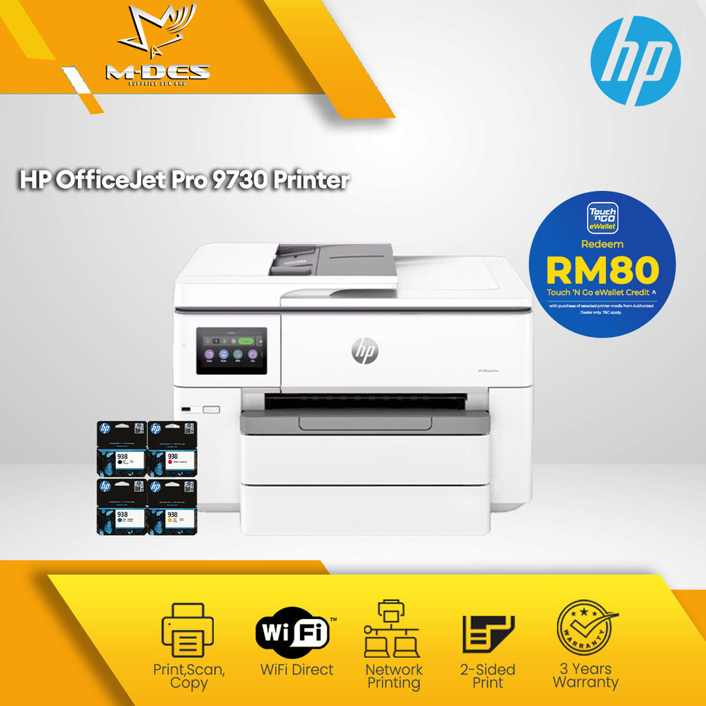 HP OfficeJet Pro 9730 Wide Format A3 All-in-One Printer / Print Scan Copy Wifi / HP 938 ink ...