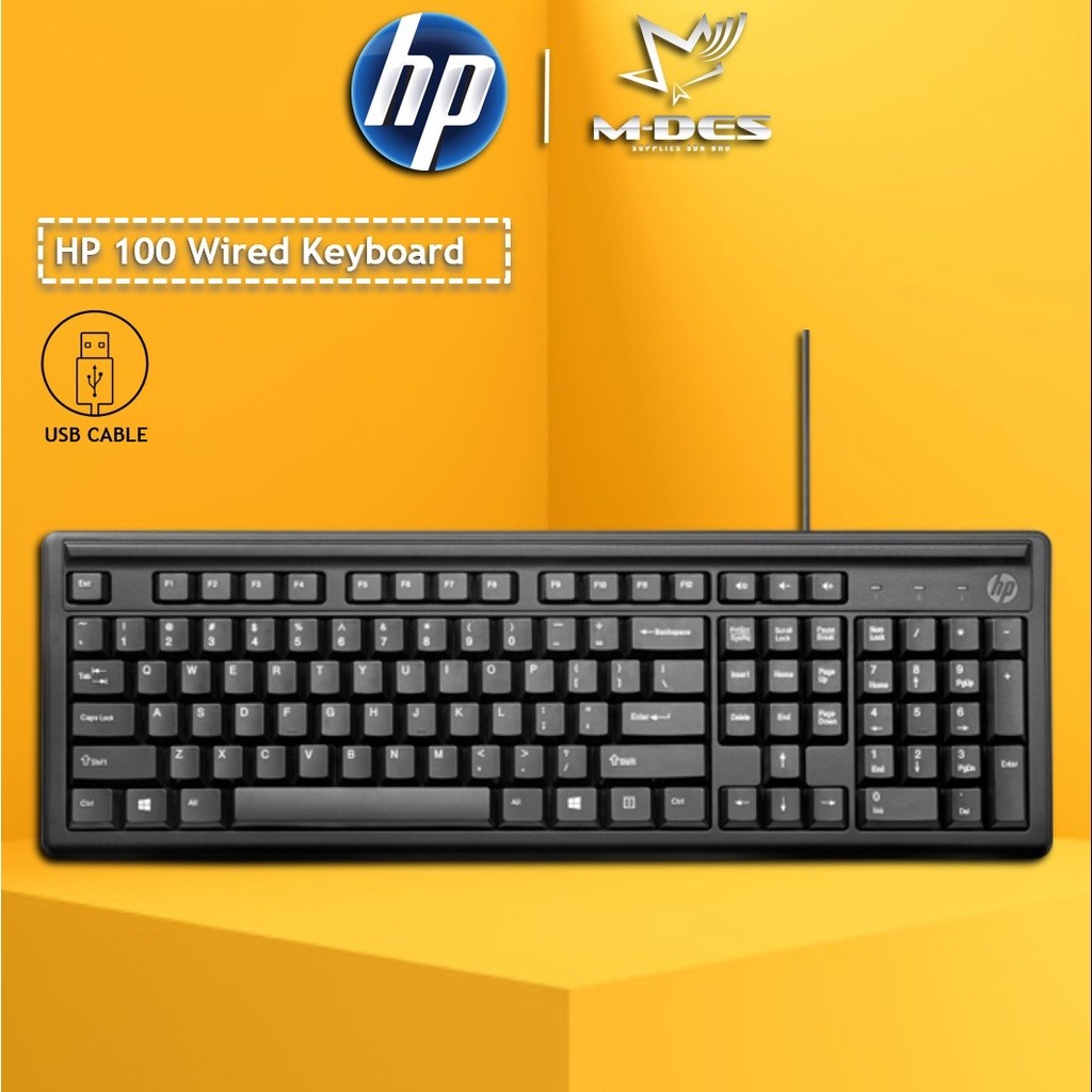 HP Basic Wired Keyboard 100 / Full Range Key / Include KeyPad / Comfort ...