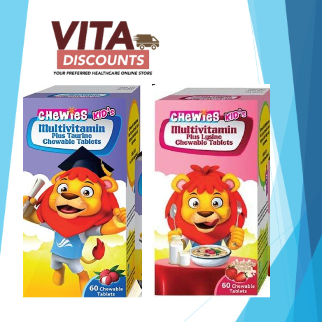 CHEWIES KID'S CHEWABLE MULTIVITAMIN CTABS PLUS LYSINE / WITH TAURINE 30S / 60S EXP03/2024 ...