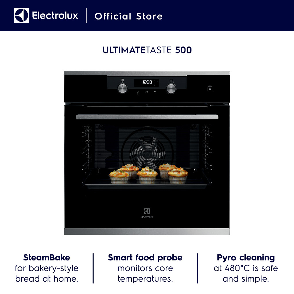 Electrolux UltimateTaste 500 72L Built-in Oven with SteamBake and Pyrolytic Cleaning KODDP71XA ...