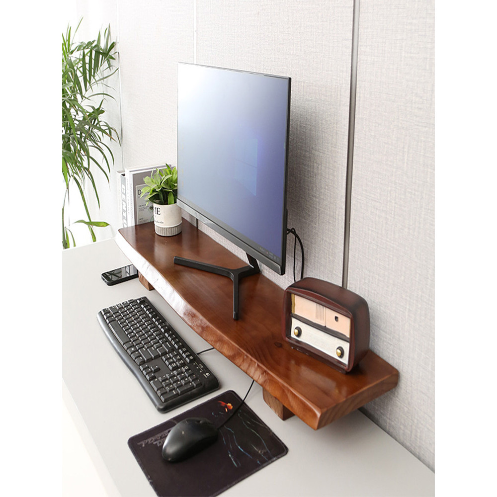 M/W7Walnut Color Computer Monitor Elevated Rack TV Shelf Keyboard ...
