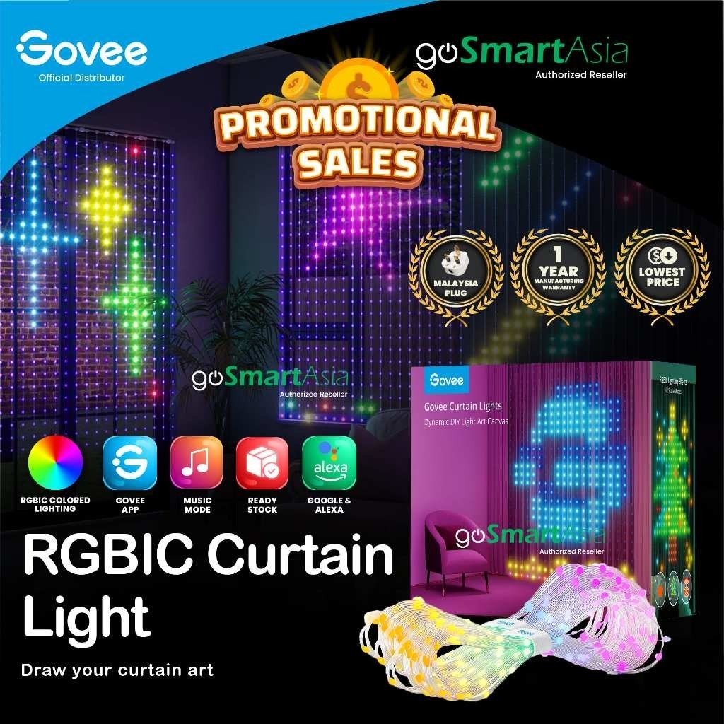 goSmart Asia Govee Curtain Lights for Bedroom Wall IP65 Waterproof RGB ...