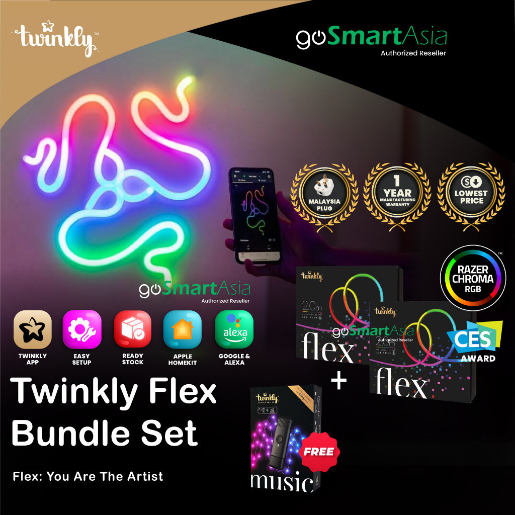 goSmart Asia [FREE MUSIC DONGLE] Twinkly Flex Bundle | Lightstrip Neon ...