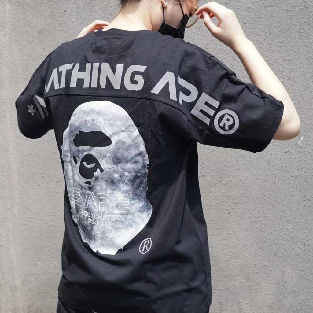 A bathing ape T-shirt ape head moon letter loose bape t shirt casual ...