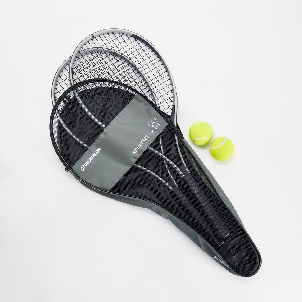 Decathlon Tennis Adult Racket Set Ad Duo (2 Rackets, 2 Balls, 1 Bag ...
