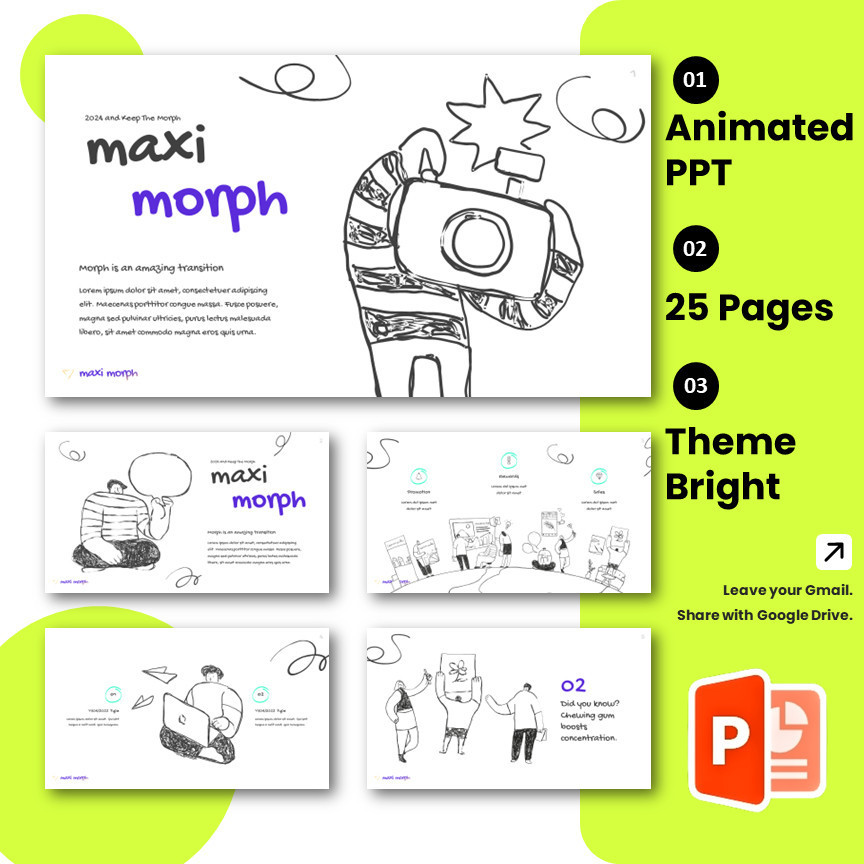 🔥 Animated Powerpoint - 25 Pages 🔥 Maxi Morph Dynamic Hand-Drawn Illustration Presentation PPT ...