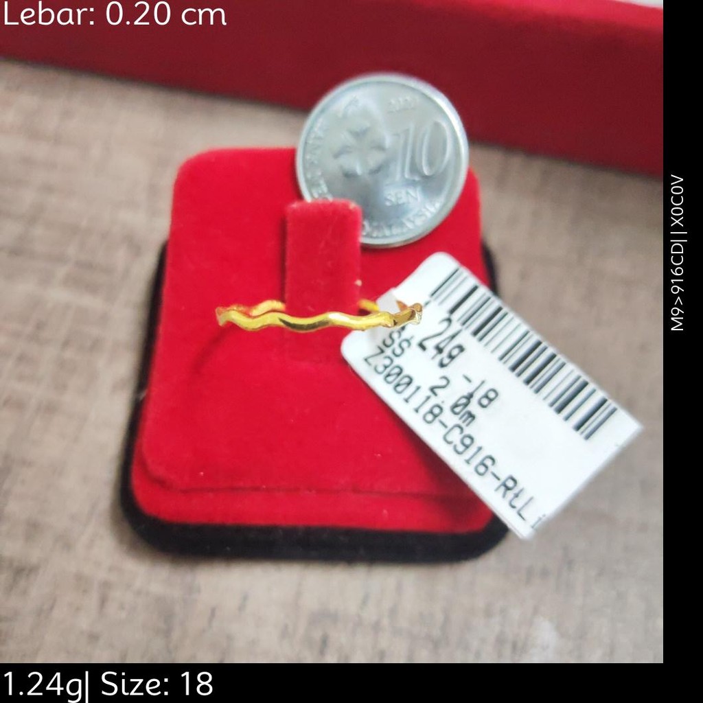 Emas916, Cincin Rt Licin Zz 0.2 cm Pd 300118 P494 18 | Shopee Malaysia
