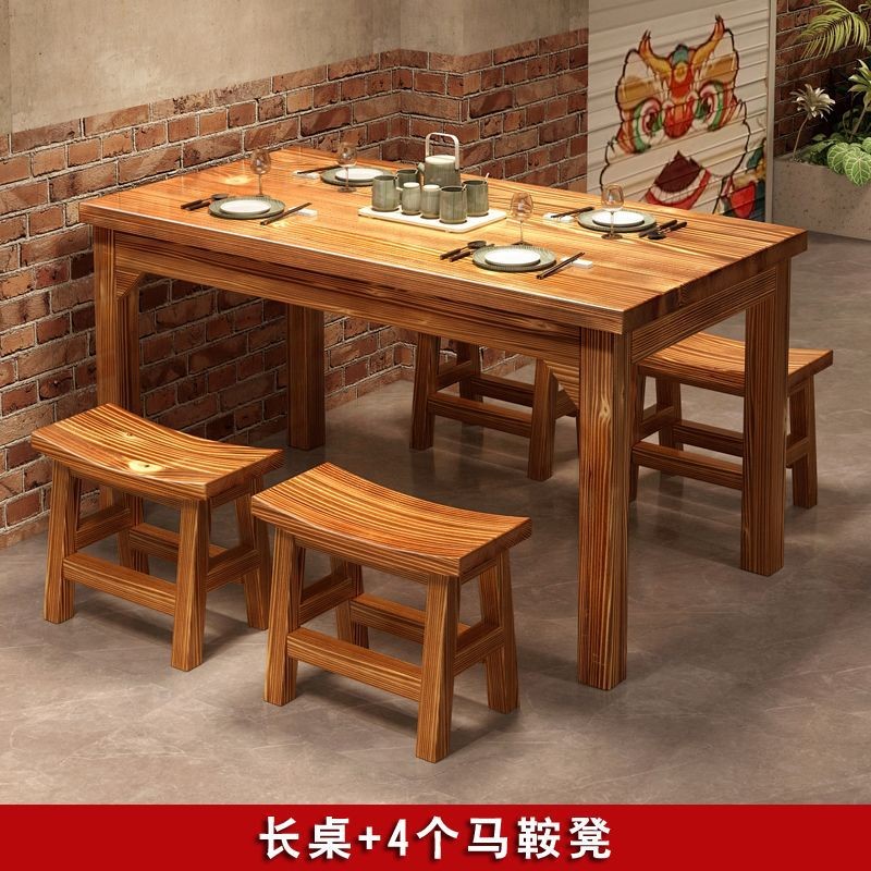 J-H/Solid Wood Dining Table and Chairs Set for Dining Table, BBQ, Snack ...