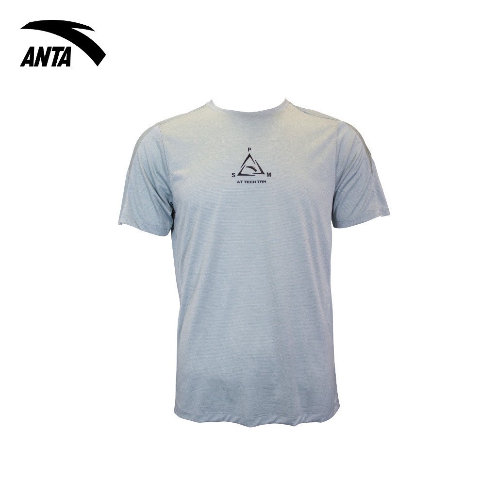 ANTA Mens A-COOL Ⅱ Cross-training Short Sleeve Tee-Heather Blue ...