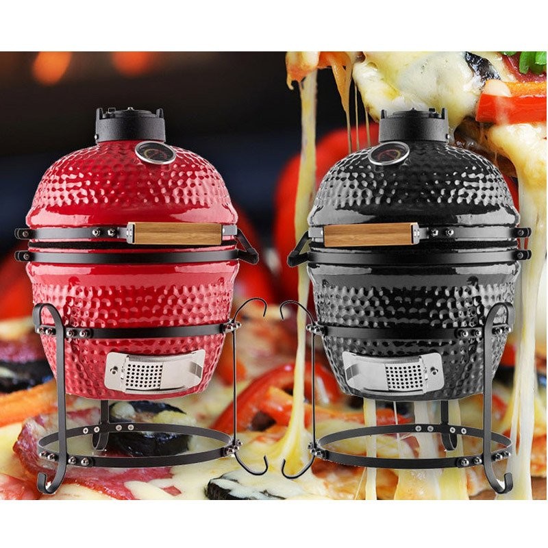 J-H/13inch Ceramic Grill Outdoor BBQKAMADO Egg-Shaped Smoker Car ...