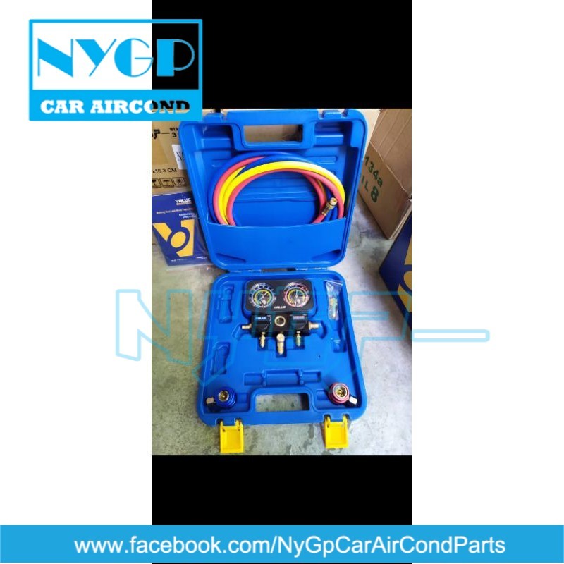 VALUE R134a MANIFOLD GAS METER GAUGE SET WITH QUICK COUPLER Dual Gauge ...