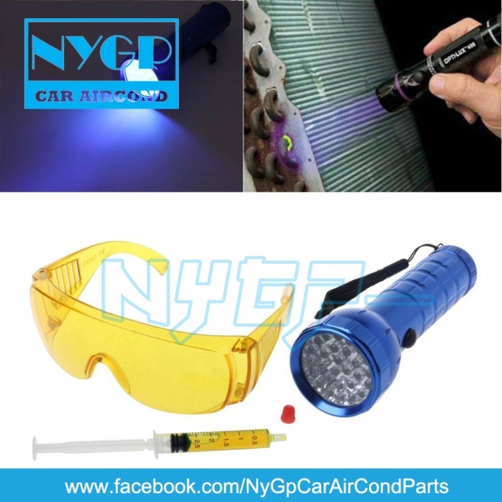 Car Air Cond LED Flashlight Safety Goggles UV Dye Leak Detector Glass ...