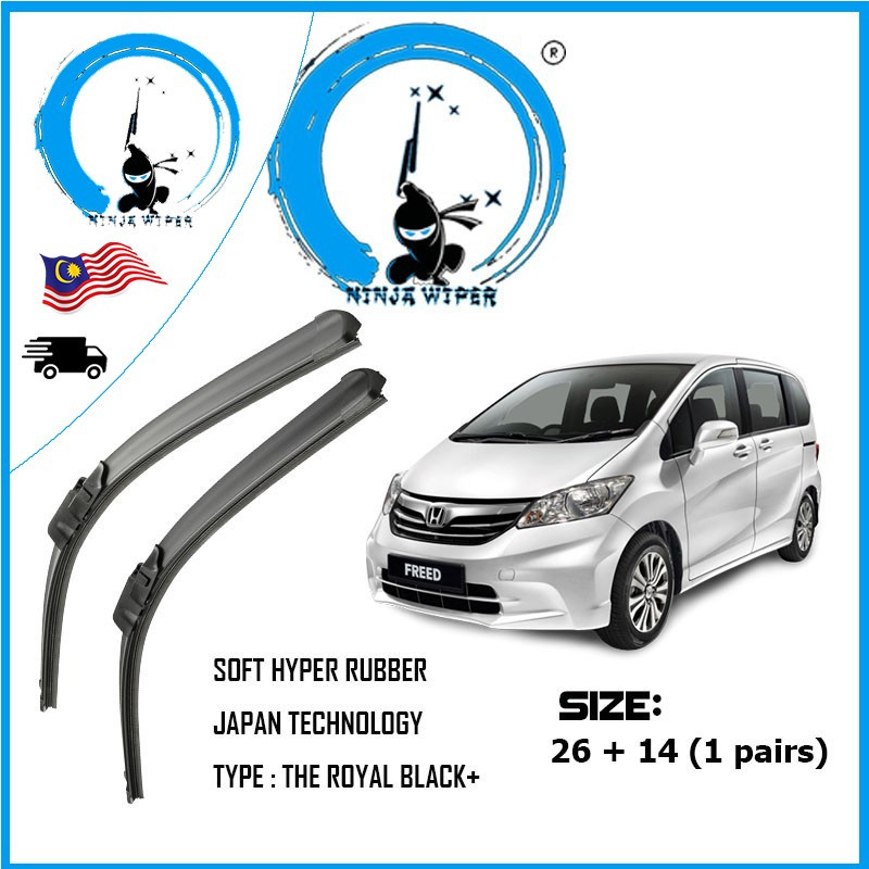 🇯🇵 Ninja Wiper The Royal black+🇯🇵 HONDA FREED 2008 (26"+14" 1PAIR) Car ...