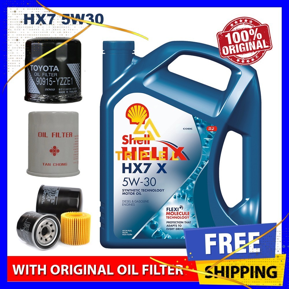 (With Original Oil Filter) Shell Helix HX7 5W30 SN/CF Semi Synthetic ...