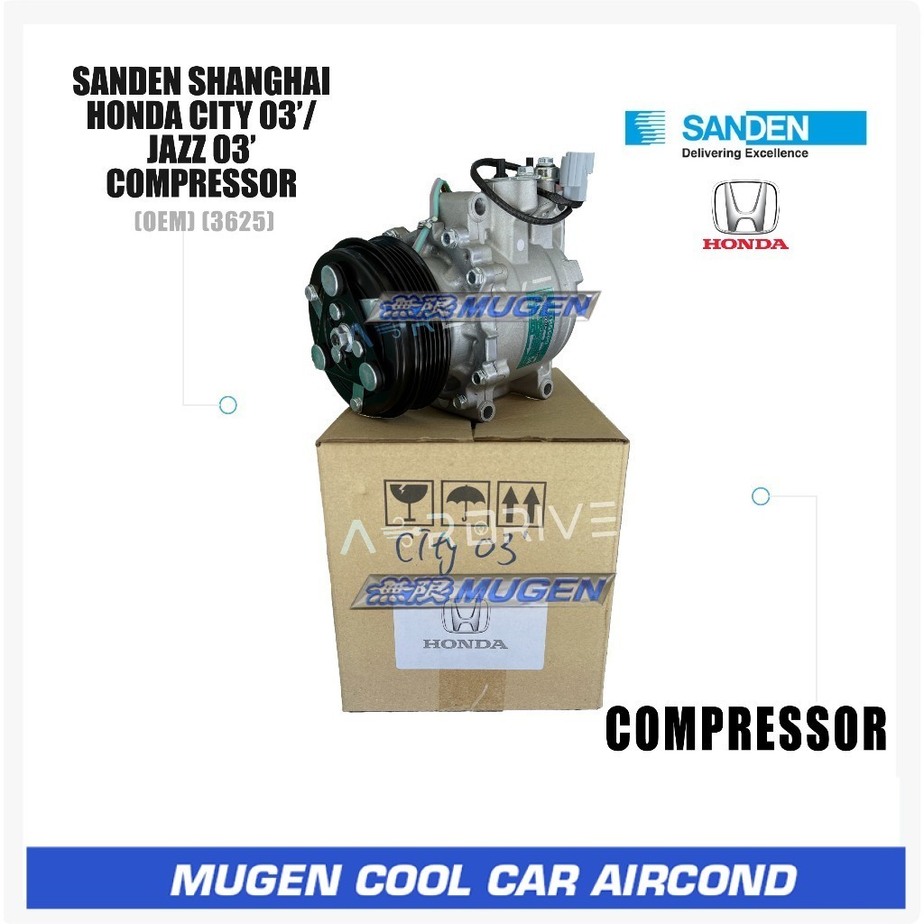 MGC SANDEN CHINA HONDA CITY 03' / JAZZ 03' COMPRESSOR ( 3606 / 3625 ...