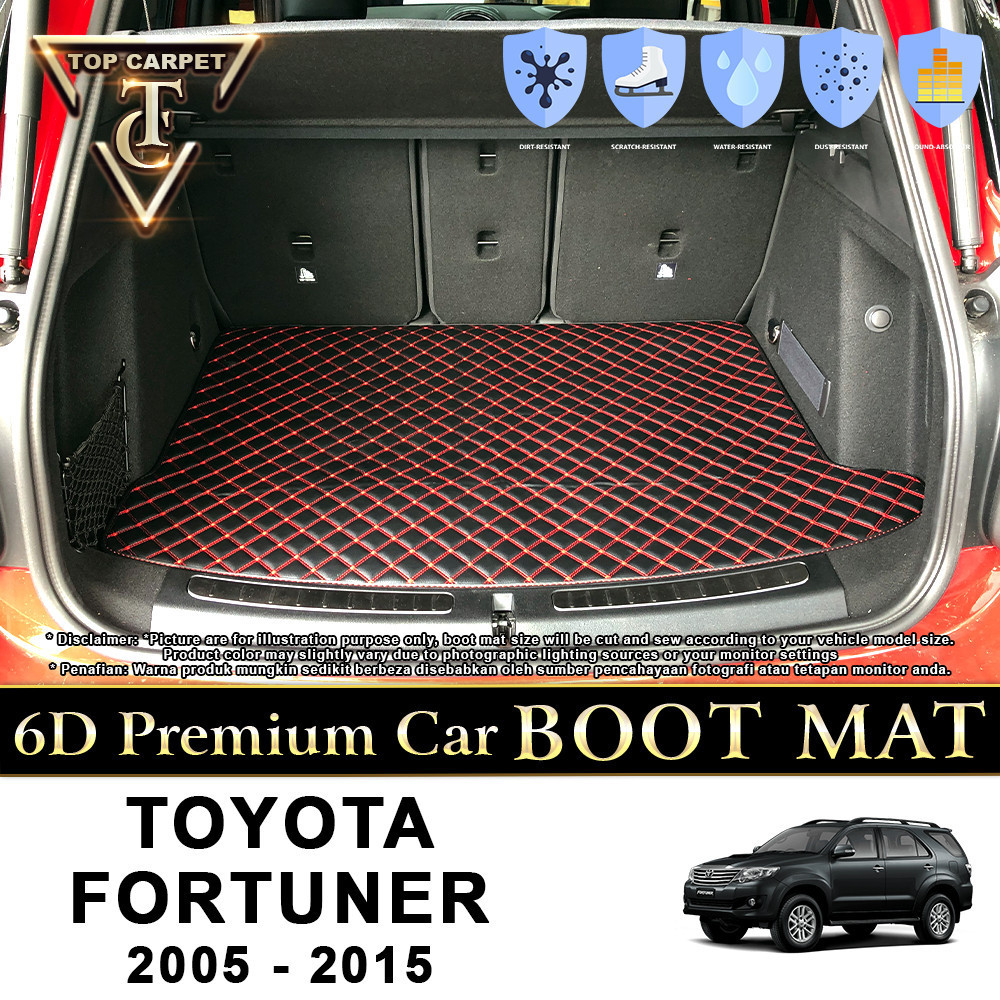 Top Carpet TOYOTA FORTUNER ( 2005 - 2015 ) Car Boot Mat PU Leather ...