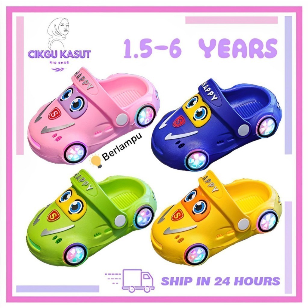 20-31 Selipar Raya Budak Lelaki Lampu Kereta Light Robot LED Colourful ...