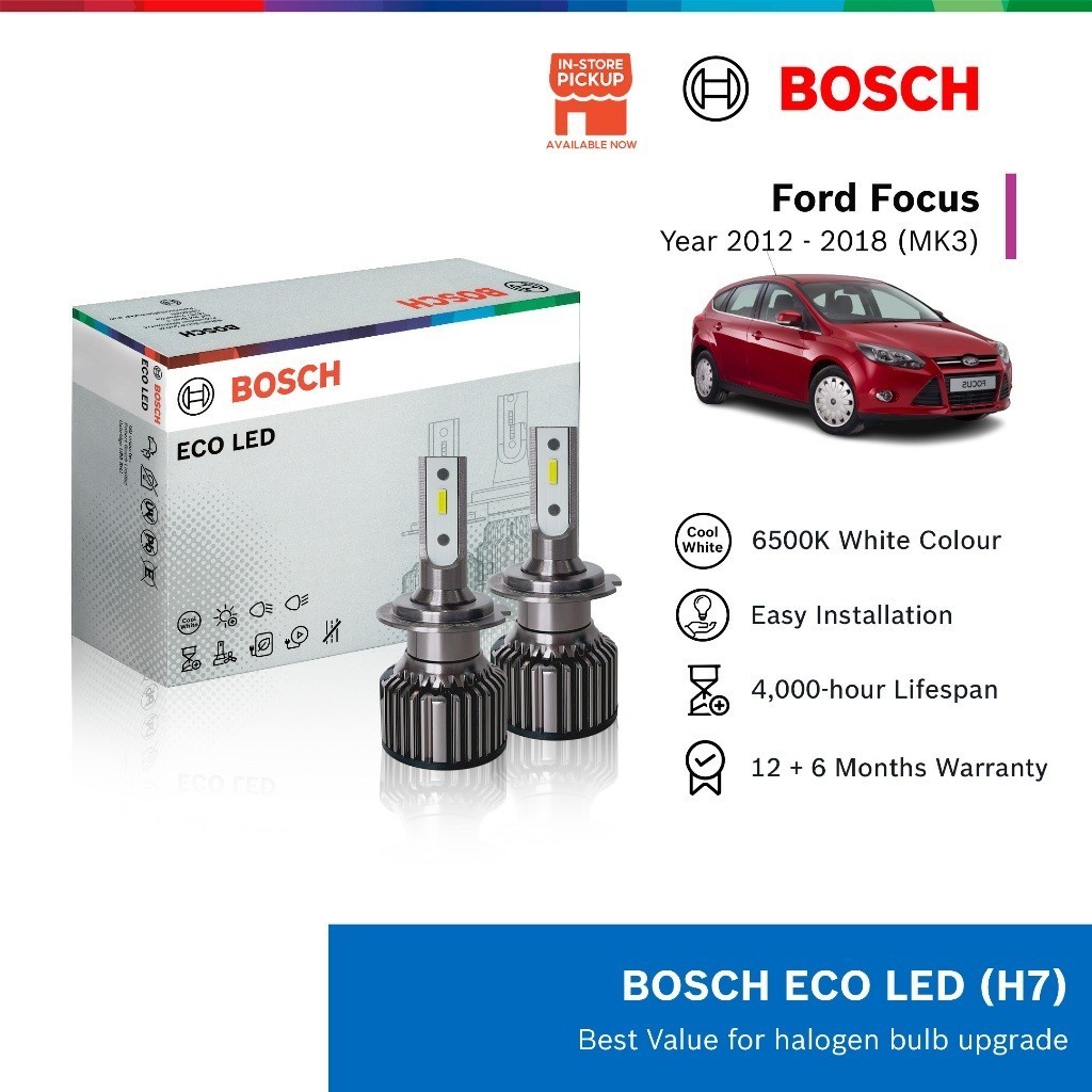 BOSCH ECO LED H7 Halogen Headlight Retrofit Bulb for Ford Focus Mk3 ...