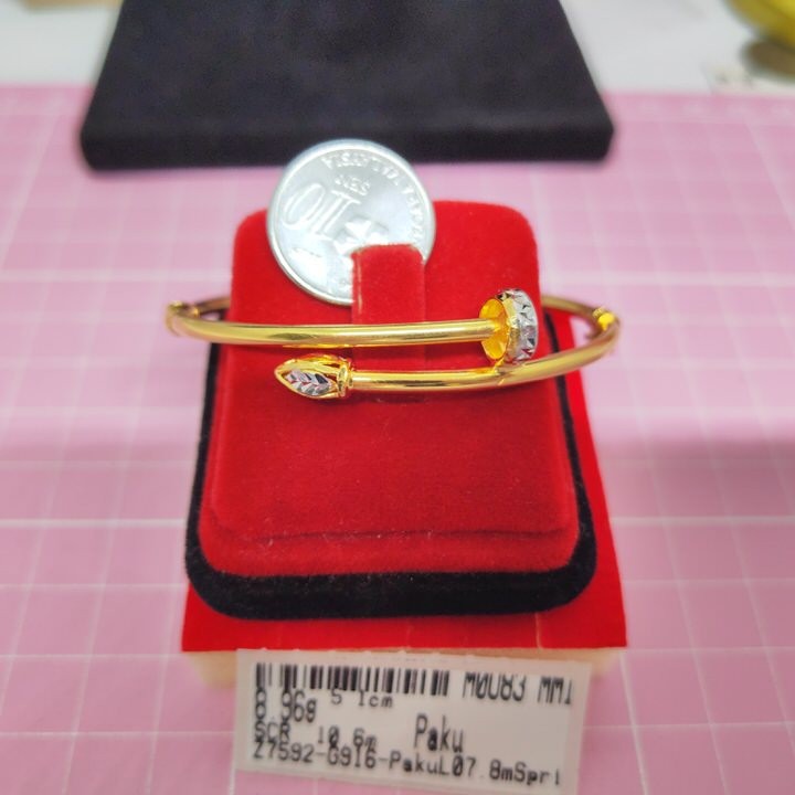 Emas916, Bangle Paku L07.8m Spring Daun Q2 0.8 cm Pd 7592 P542 5.1 ...