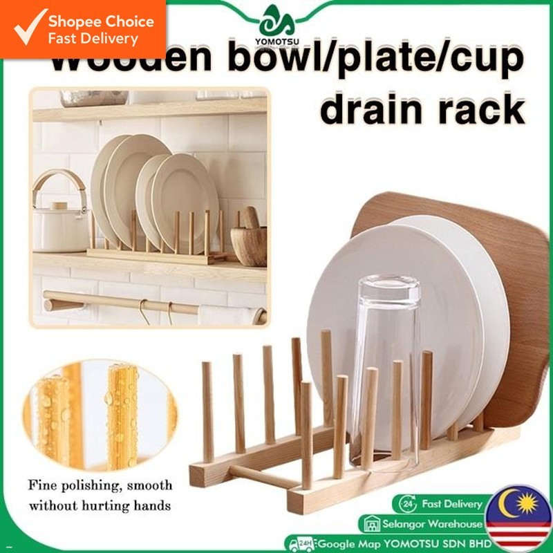 Wooden Dish Rack & Drainer | Multi-Functional Plate and Bowl Holder ...