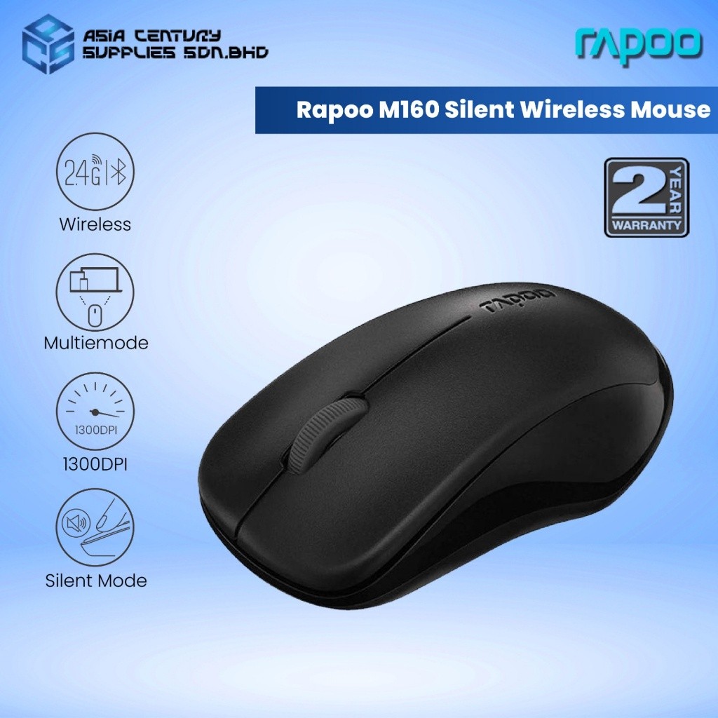 Rapoo M160 Silent Multi-Mode Wireless Mouse / Silent Click Noise / Bluetooth 2.4G / Switch ...