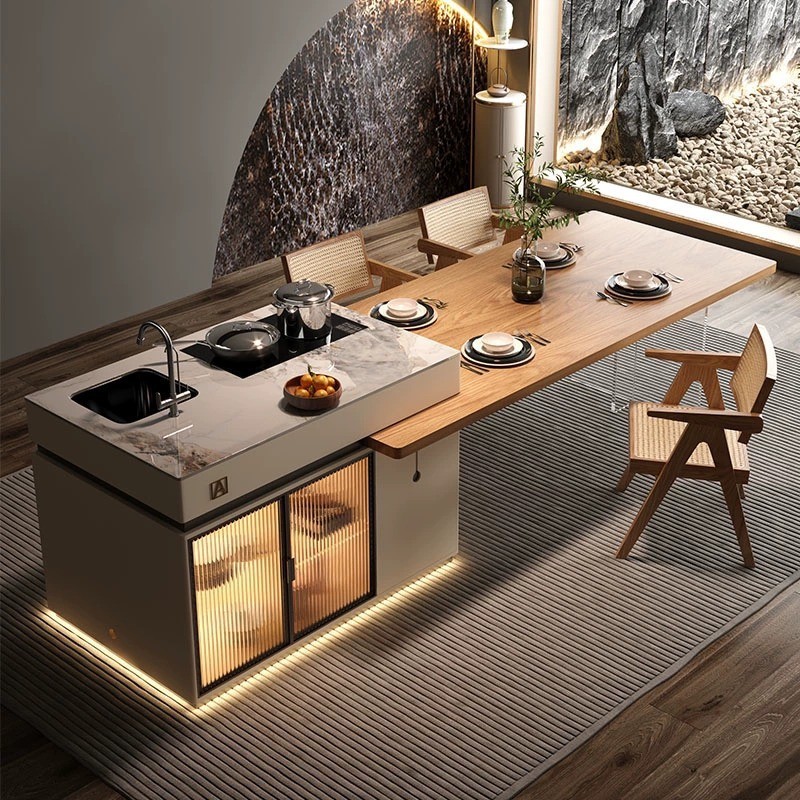 HY-6/Modern High-End Kitchen Island Dining Table Integrated Household ...
