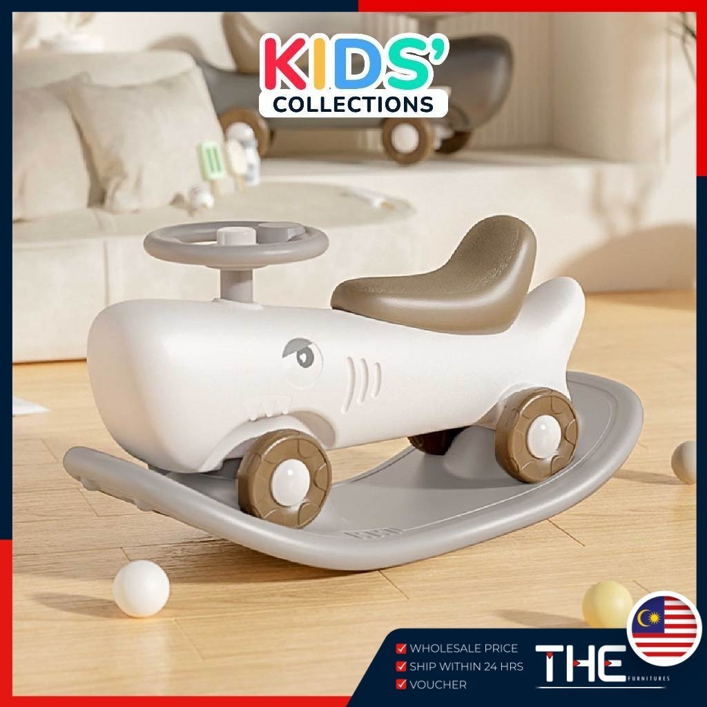 THE L80cm Multifunctional Shark Design 2 in 1 Kids Rocking Horse ...
