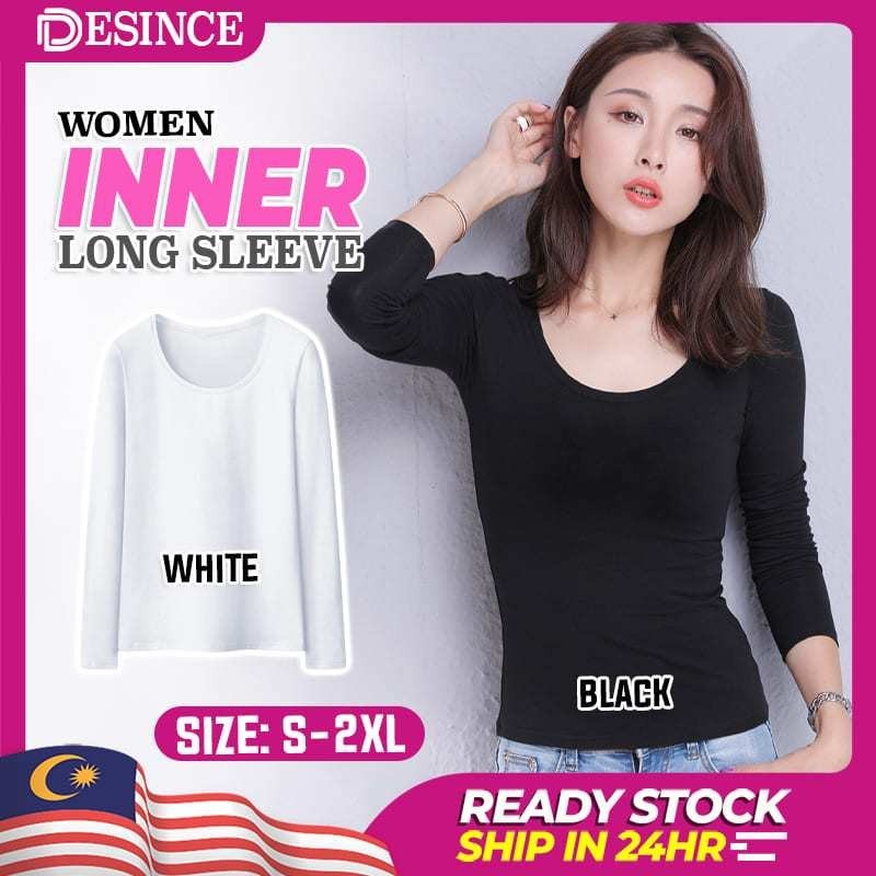🇲🇾 DESINCE Inner Shirt Women Long Sleeve T-shirt Female Baju Inner ...