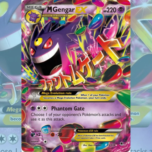 Mega ex M Gengar EX #035 tcg ptcg pokemon card free top loader and ...