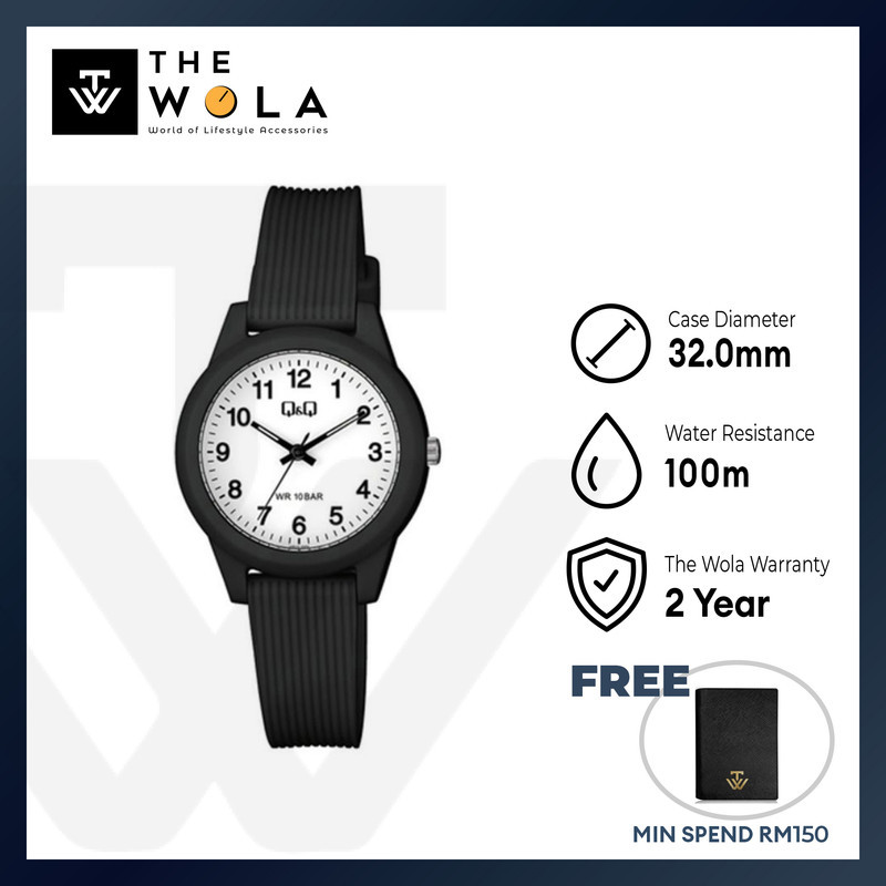 (2 Years Warranty) Q&Q Watch by Citizen VS13J Series Women Analog Watch with Red Rubber Strap ...