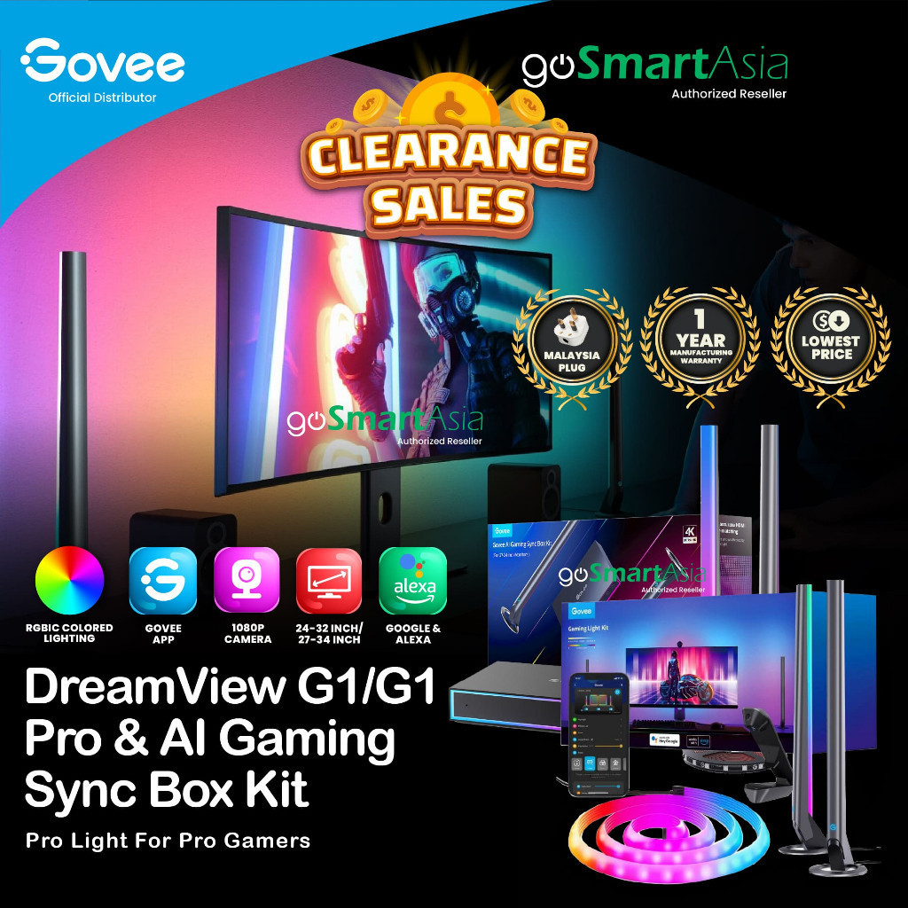 goSmart Asia Govee Dreamview G1/G1 Pro/AI Box (24-32") Gaming Light W ...
