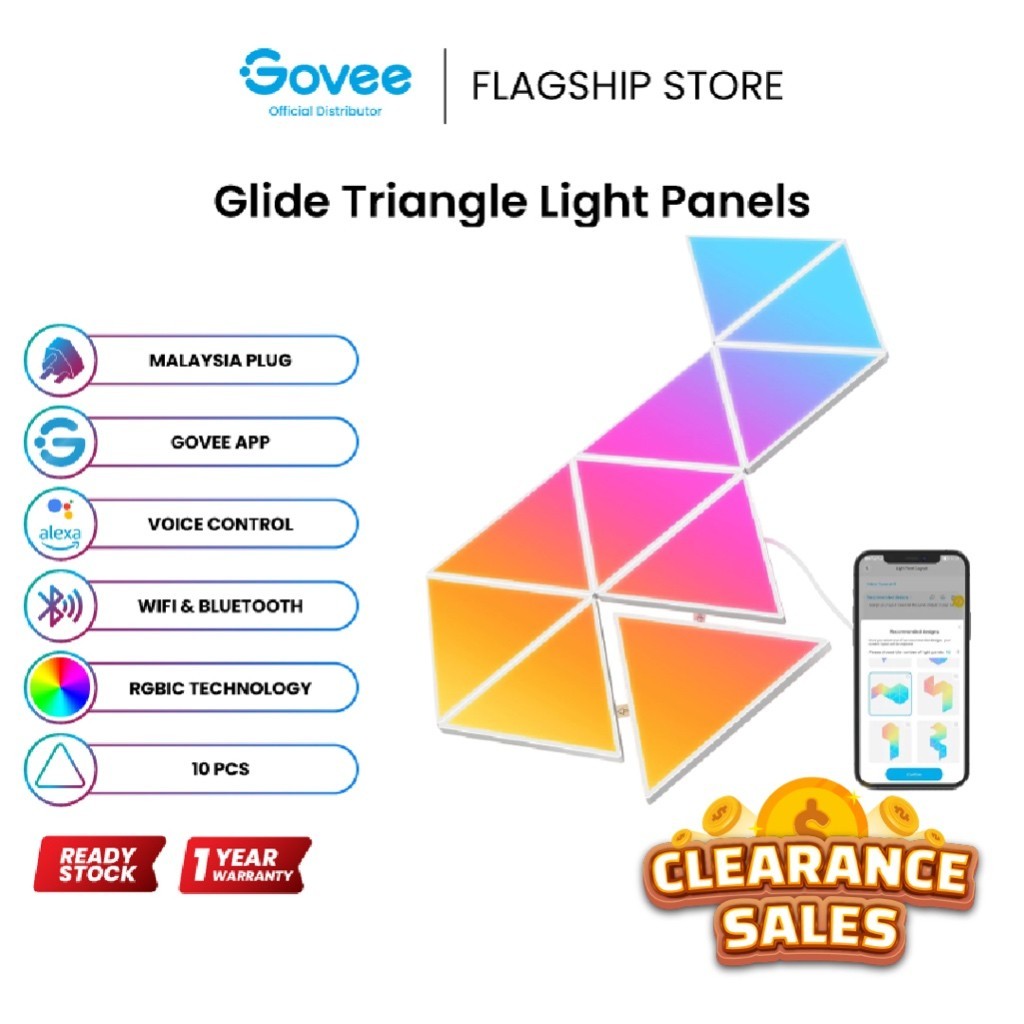 Govee Glide Triangle Light Panels Smart Wall Light 10 Pcs Light Panel ...