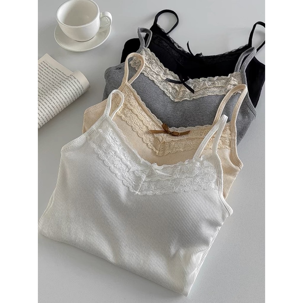 READYSTOCK Woman Fashion Ribbon Bow Ellie Coquette Bra Padded Bralette ...