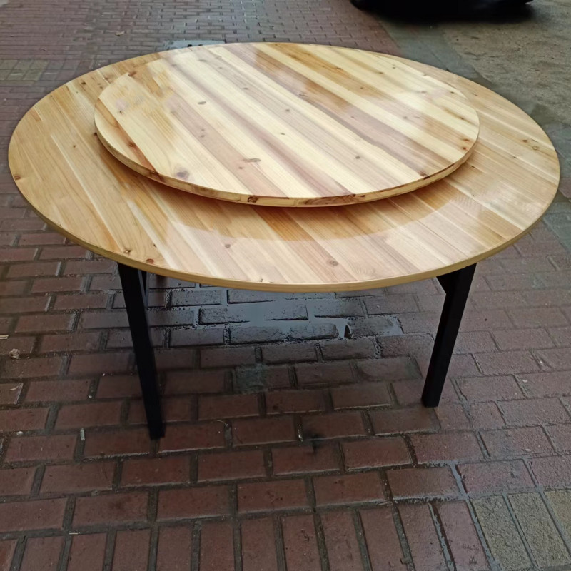Q-8/4I Hotel Restaurant round Dining Table Solid Wood Turntable Folding ...