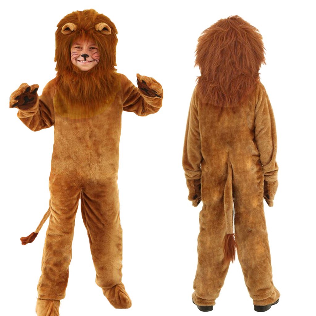 4Pcs Adult Men Kids Cosplay Lion Costume Halloween Animal Kigurumi ...