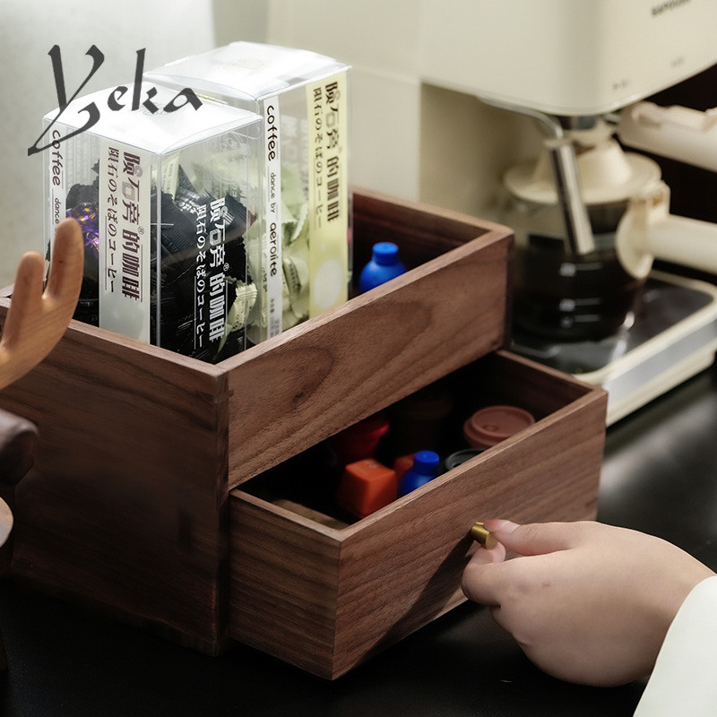 JY-8/Black Walnut Solid Wood Desktop Drawer Storage Box Desktop High ...