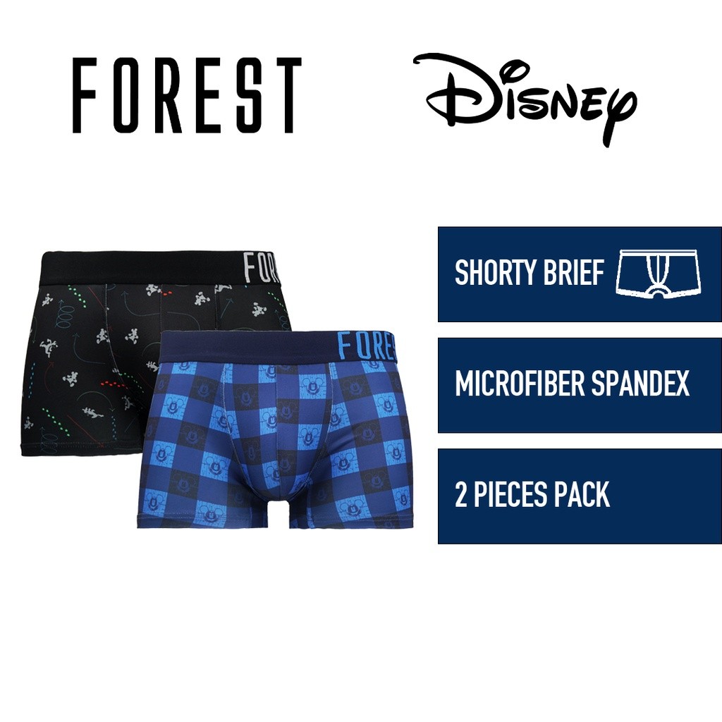 (2 Pcs) Forest X Disney Mens Microfibre Spandex Shorty Brief Underwear ...