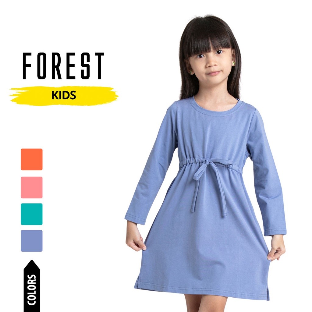 Forest Kids Girl Premium Cotton Long Sleeve Kids Dress | Baju Budak ...