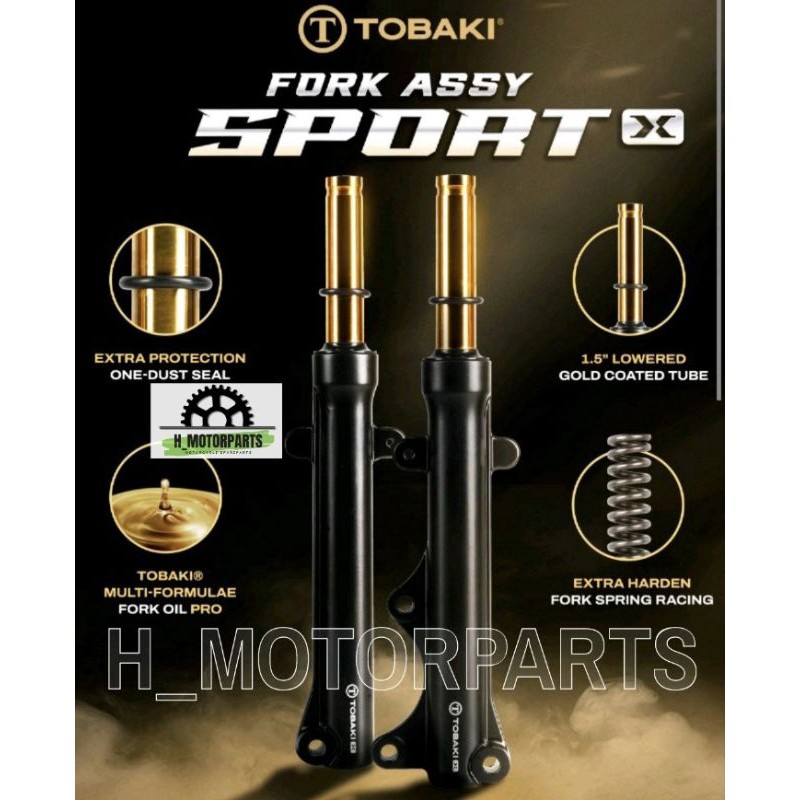 TOBAKI RACING FORK ORI SPORT LC135 Y15 Y16 NVX 4S 5S V8 FI GOLD TUBE CHROME BLACK LOWERED 4CM ...