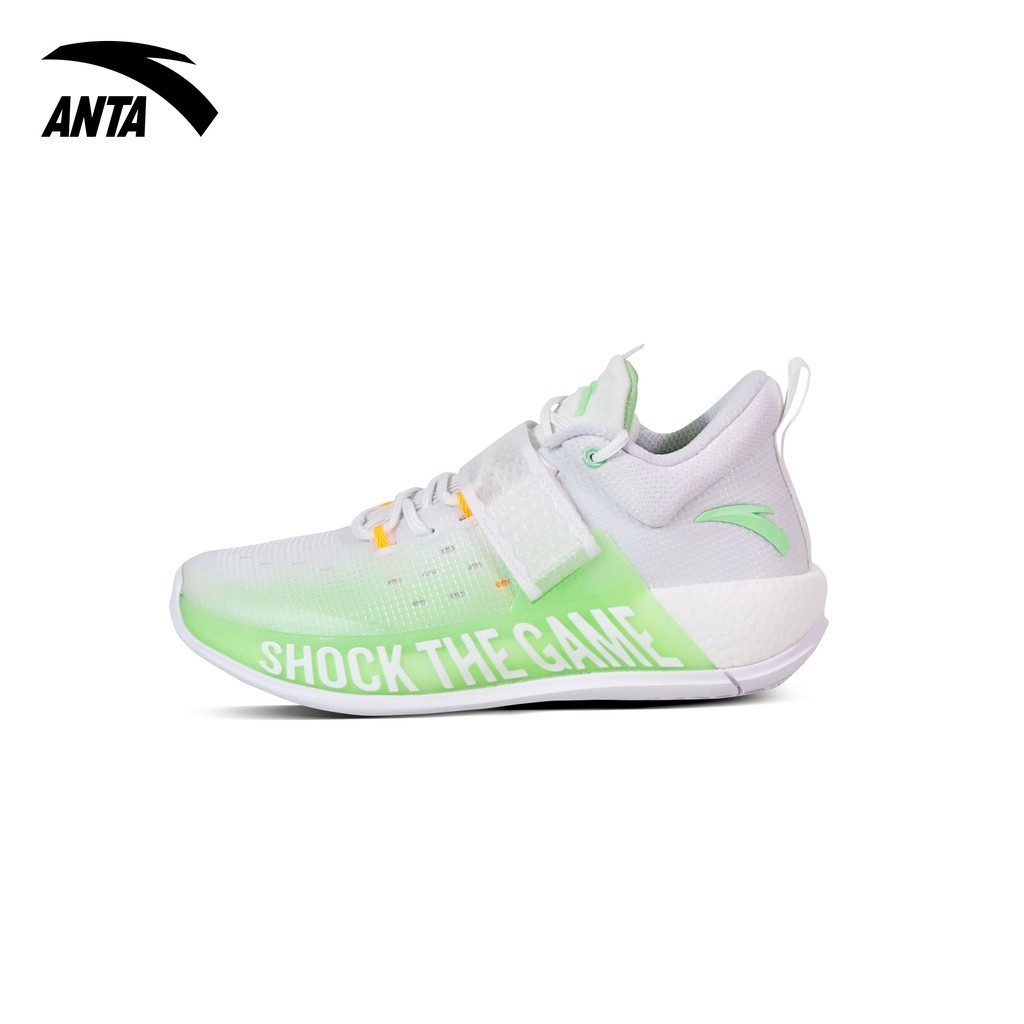 ANTA Men SWEEP 4 Basketball Shoes-White/Fluorescent Grass Green ...