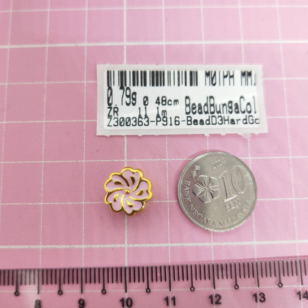 Emas916, Bead Bead D3 Hard Gold Bunga Raya 1.1 cm Pd 300363 P626 0.48 ...
