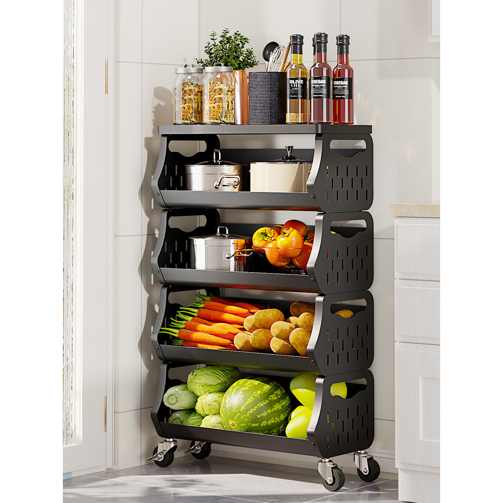 J-H/Kitchen Storage Rack Floor-standing Multi-layer Vegetable Microwave ...